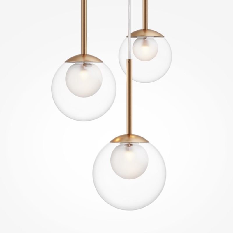 Basic Form 3 lights Maytoni pendant lamp in metal and glass diffuser